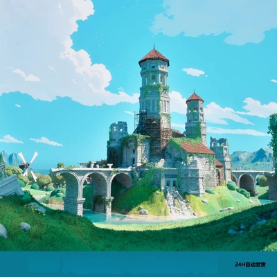 虚幻UE5.6 Stylized Castle Ruins Environment 风格化的城堡废墟