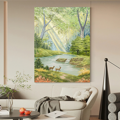 HESD.ART手绘油画《浪漫童话》客厅沙发背景墙装饰画福禄双全挂画