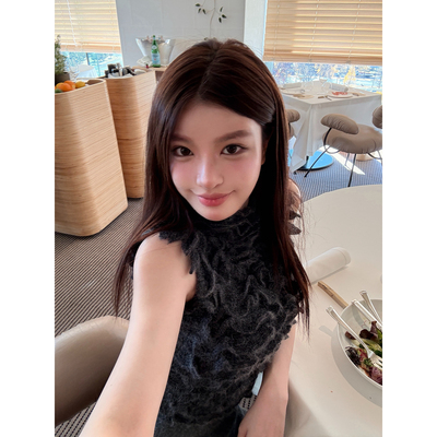 林悠定制 【5w+alaiaa马海毛一套好重工无袖短款立体建筑感上衣】