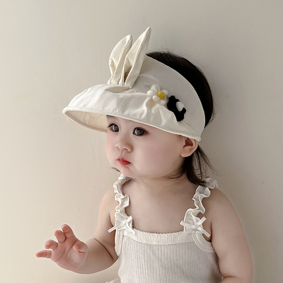 婴儿遮阳帽子夏季薄款儿童防晒太阳帽可爱超萌男女宝宝出游空顶帽