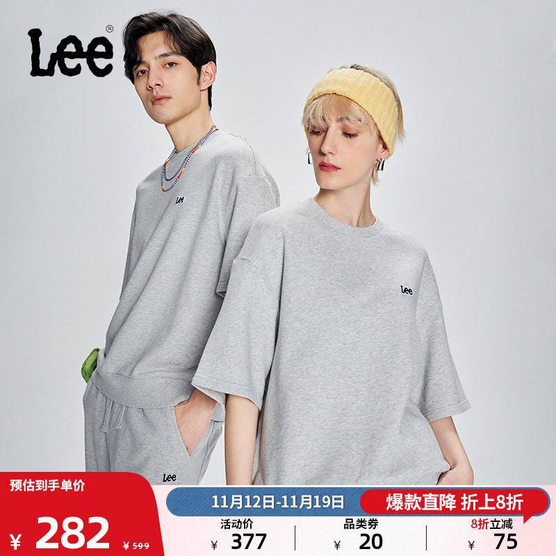 Lee商场同款23新品舒适版圆领男女同款短袖卫衣LUT0051023RV_虎窝淘