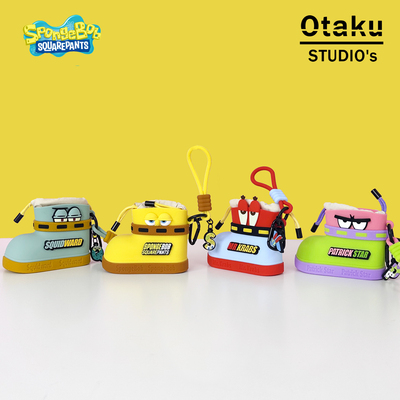 海绵宝宝联名耳机收纳包硅胶卡通女生书包挂件挂饰潮玩迷你钥匙包