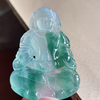 缅甸天然翡翠A货冰飘花渡母，花色有意境，53.9-34.4-5.1，17.46g