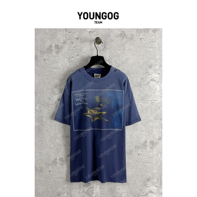YOG【Saint Michael×SPFM海星联名】潮牌美式男女同款宽松短T恤