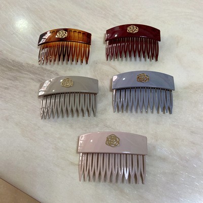 新款韩国东大门代购发饰气质花朵发梳简约百搭侧边插梳边夹刘海夹