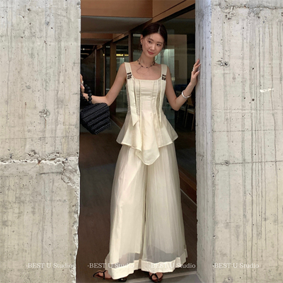 BestU高腰宽松双层阔腿裤