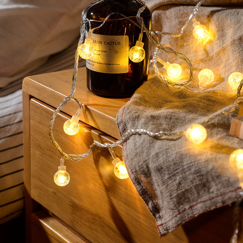 水晶球led浪漫装饰彩灯灯串阳台气泡球圣诞户外防水圆球灯串闪灯_虎窝淘