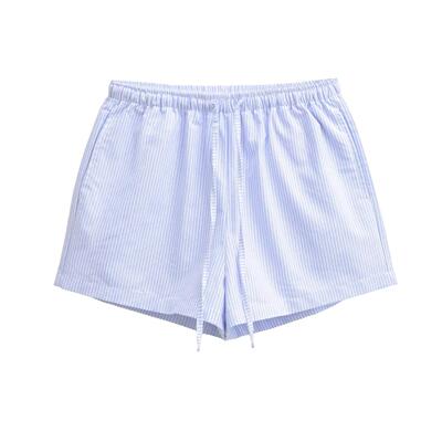 夏季高腰条纹显瘦阔腿短裤热裤女