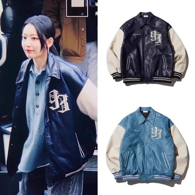 特价韩国李马克同款1993studio美式复古翻领皮衣棒球服外套夹克潮