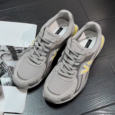 牛皮拼色透气网厚底女休闲鞋