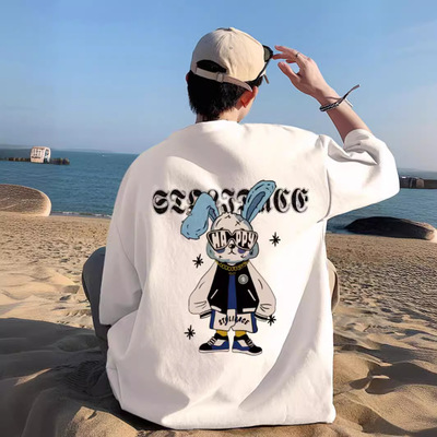 Men Oversize Fashion Loose American Puppet Rabbit T shirt6XL