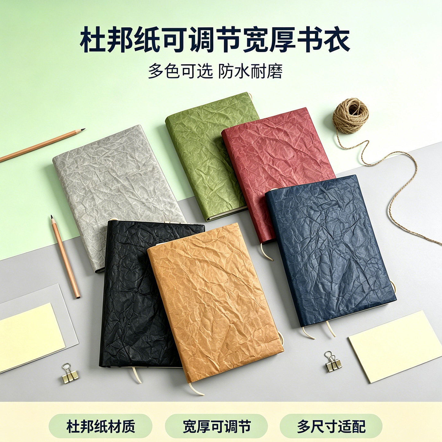 揉纹杜邦纸书衣可调节防水轻薄型书套书皮书本保护手账封套