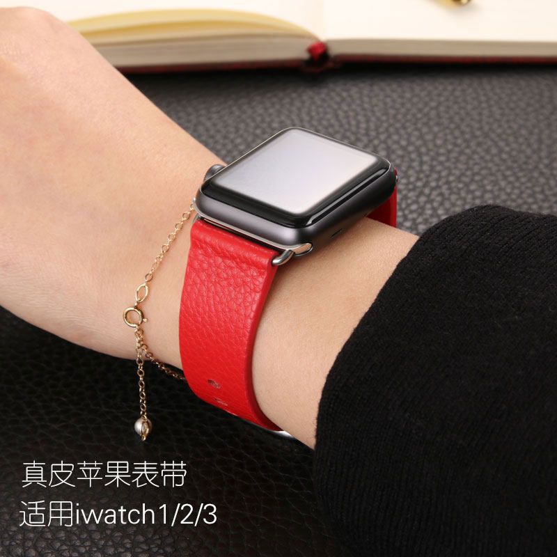 适用apple watch苹果手表带真皮软潮iwatch1/2/3男女38/42mm商务_虎窝淘