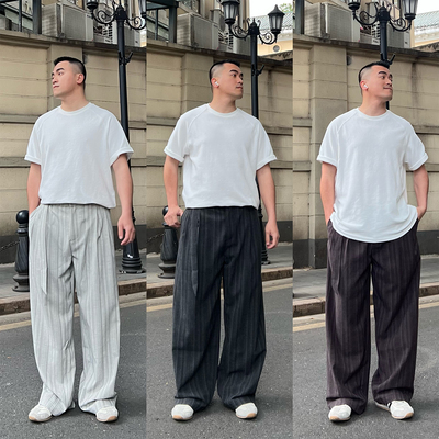 FFMR「可拆卸飘带休闲西裤」2026夏季港风垂感大码阔腿直筒裤子男