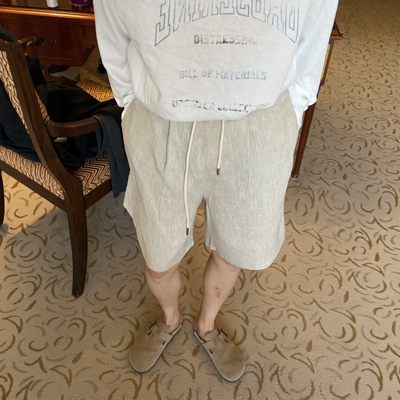 INTENSE老钱天然亚麻简约短裤