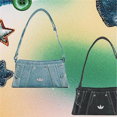 adidas阿迪达斯三叶草运动牛仔单肩腋下包女子JL7666JL7665