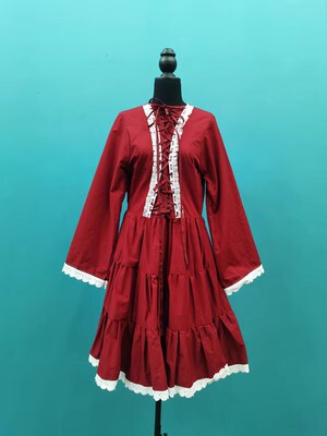 纯棉vintage中古花柄复古连衣裙