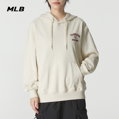 MLB男女NY皱眉熊印花连帽卫衣