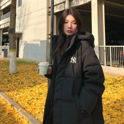MLB秋冬NY标鹅绒拒水长款羽绒服