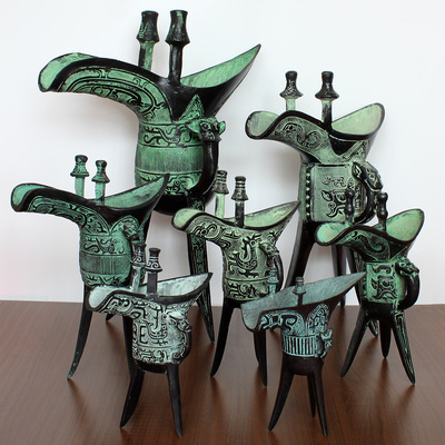 仿古青铜杯摆件中式风酒柜装饰品