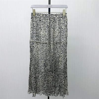 香●2026夏季新品 复古豹纹半身裙女气质长款压褶雪纺裙子2491