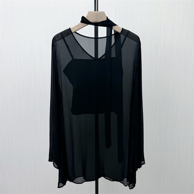 图●2026夏季新 微透罩衫女宽松慵懒风外搭T恤叠穿两件套上衣1217