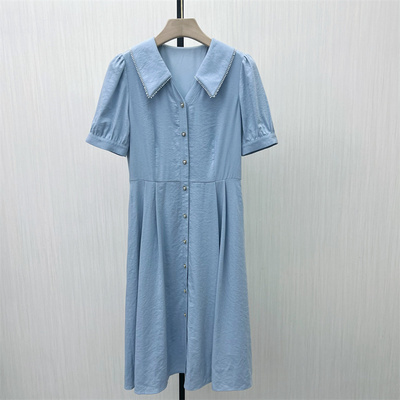 香●2025夏季新品 娃娃领连衣裙女法式复古气质显瘦a字裙子8320