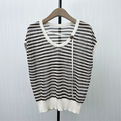 良月●2025夏季新 镂空针织背心女宽松休闲慵懒无袖坎肩上衣8617