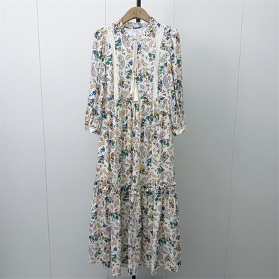 fei●2026秋季新品 碎花长袖连衣裙女小清新复古森系茶歇裙子7134