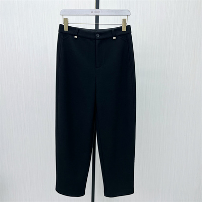 良月●2025冬季新品 加绒长裤女高腰显瘦宽松休闲通勤烟管裤0006