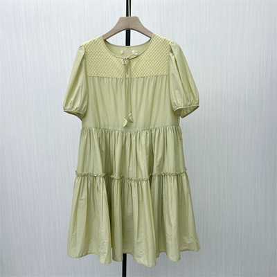 C●2025夏季新品 森系短袖连衣裙女小清新简约百搭显瘦裙子7051