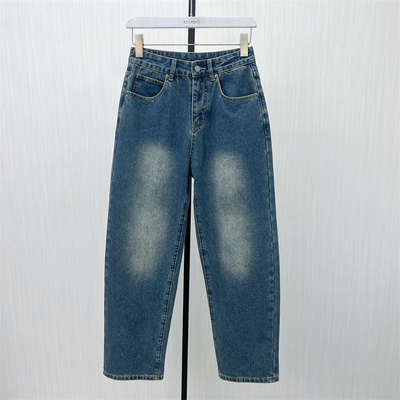 fei●2025冬季新 哈伦牛仔裤女高腰显瘦宽松休闲通勤百搭长裤8375