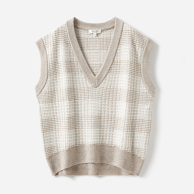 *WZT04459 茉莉雅集 I*C KVSS全羊绒格纹针织背心毛衣