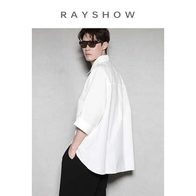 RAYSHOW@立裁圆弧下摆五分袖衬衫