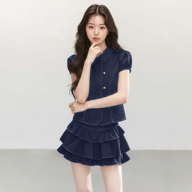 2026夏季新款韩版时尚气质减龄牛仔套装上衣搭配半身裙女两件套装