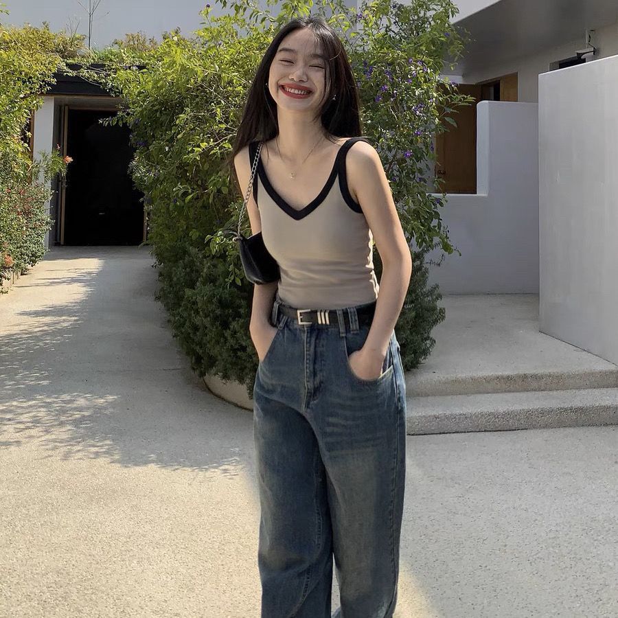莫代尔棉V领吊带背心女夏季运动内搭外穿大码打底衫无袖上衣胖mm
