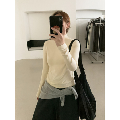 THXGIVING 不费脑叠穿百搭半高领修身保暖抓绒打底衫女2025冬新款