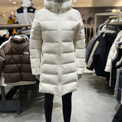 北面女中长款简约修身保暖羽绒服