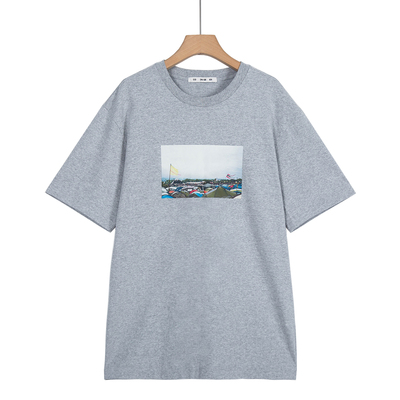 摩系列剪标男装夏季新款清新印花T恤圆领短袖CAI1TEE011/3-12
