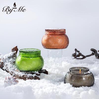 BYME百秘大肚边浮雕杯香薰蜡烛家用扩香卧室蜡烛大豆蜡香氛蜡烛