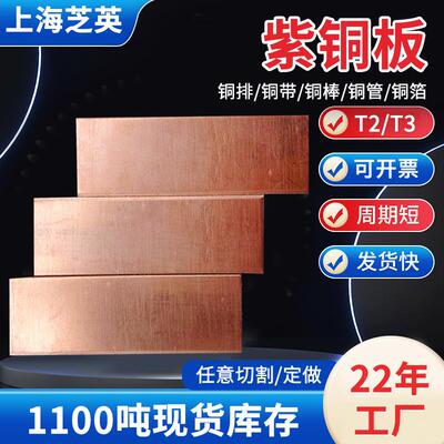 上海无氧紫铜带T2紫铜板现货加工导电T3紫铜排工业铜合金板材
