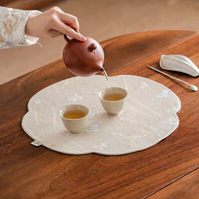 仿宋织锦绣缎竹蝶茶席茶垫茶刺道配件干席茶台布垫茶泡85260道零