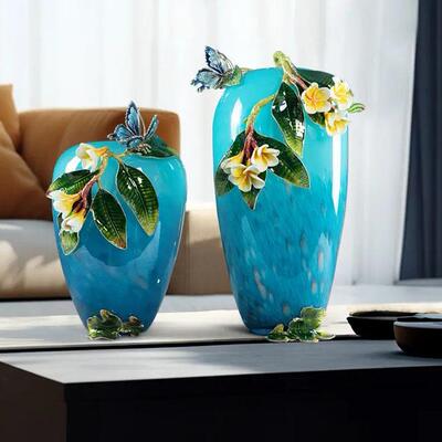 新中工式玻手FD-00140璃工艺品珐琅彩花瓶摆件轻奢摆件客厅茶几花