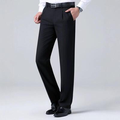 冬秋新款筒直男式西裤裤男正装子中老年8815-KW免烫长裤品牌有褶
