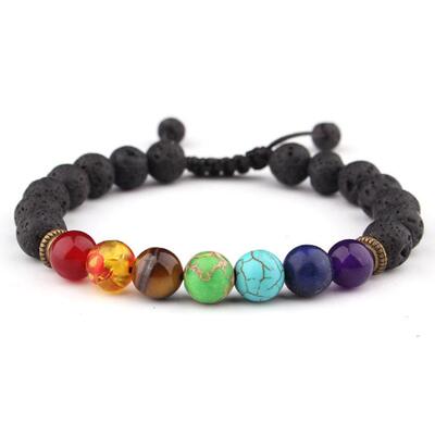 Natural Stone Orchid Turquoise Beaded Brlet Volcanic Stone J