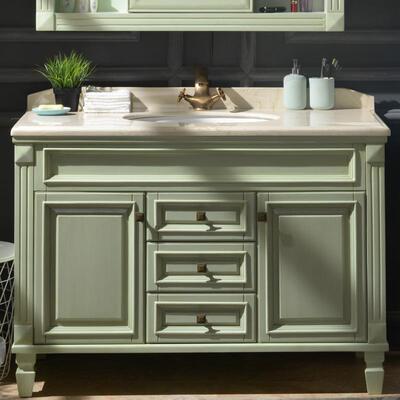 式橡木KCV浴室柜组间合美实柜木洗漱台镜柜仿古卫浴落地卫生洗脸