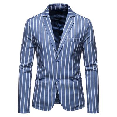 Large men's suit jacket with striped print, two button