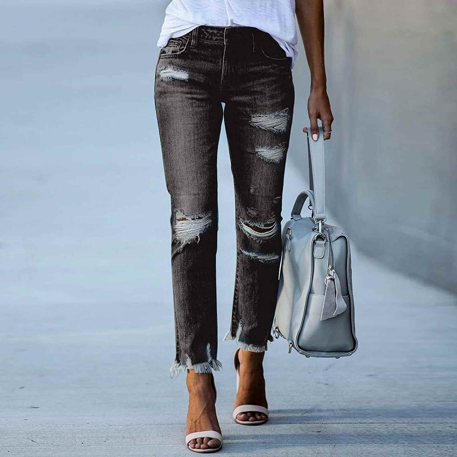 Vervet HOLY CROP Rise Cropped Distressed Slim Jeans