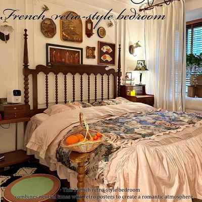 法式中古风温莎实木床主卧现代简约1米8双人高端大气新款储物婚床