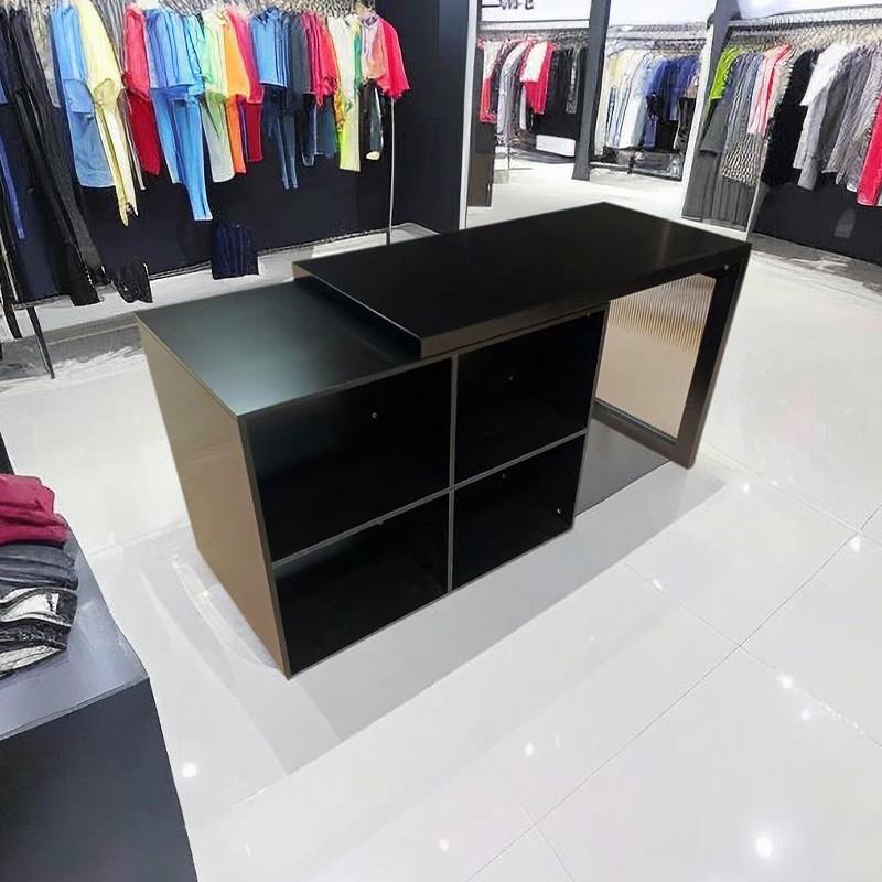 可伸缩中岛台服装店烤漆黑展示台储物柜商铺装饰柜摆件陈列流水台
